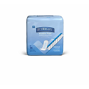Medline Bladder Control Incontinence Pads, Maximum Absorbency, 3.25" x 13", 14 Count (Pack of 9)
