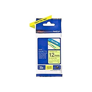 Brother TZe-C31 Labelling Tape Cassette, Black on Fluorescent Yellow, 12 mm (W) x 5 m (L), Laminated, Brother Genuine Supplies