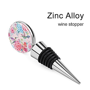Tropical Flowers and Hummingbirds Wine Bottle Stoppers Reusable Cork Vacuum Plug for Champagne Glass Beverage Bottles
