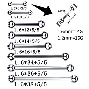 Tustrion 118PCS Piercing Kit for All Body Piercings Stainless Steel Piercing Jewelry 14G 16G Jewelry for Ear Cartilage Tragus Nose Septum Lip Nipple Piercing Tools