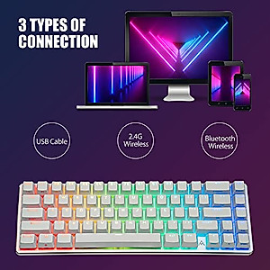 tieti 2.4GHz Wireless/Bluetooth/Mechanical Gaming Keyboard, Hot Swappable Keyboard with RGB Backlit, Full Keys Programmable, 4200mAh Battery, Cherry MX Red Switches