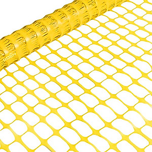 BOEN Temporary Fencing, Mesh Snow Fence, Plastic, Safety Garden Netting, Above Ground Barrier, for Deer, Kids, Swimming Pool, Silt, Lawn, Rabbits, Poultry, Dogs (4' x 100', Yellow)