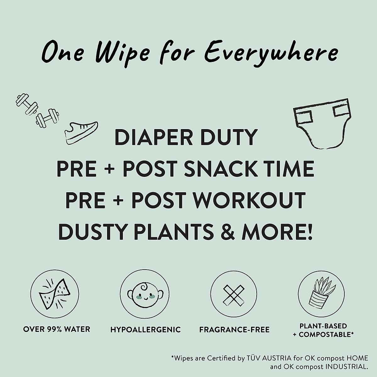 The Honest Company Clean Conscious Unscented Wipes | Over 99% Water, Compostable, Plant-Based, Baby Wipes | Hypoallergenic for Sensitive Skin, EWG Verified | Rainbow, 72 Count
