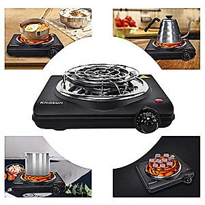 Electric Coals Burner Multipurpose Charcoal Burner ETL Approved Single Hot Plate 1000W Charcoal Starter with Adjustable Temperature Control Stainless Steel Cooktop Countertop for Camping&Cooking