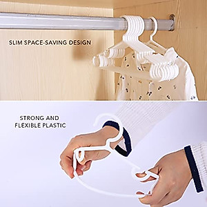 veeyidd Tubular Baby Hangers 10.5" Size for Newborn Kids Infant Children Toddler with Plastic Hanger Straps (White, 60 Pack)