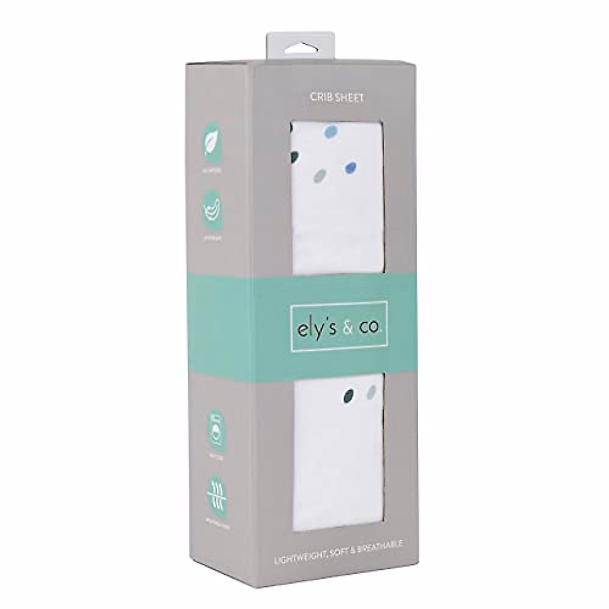 Ely’s & Co. Crib Sheet 1-Pack Combed Jersey Cotton for Baby Boy — (Blue Raindrops)