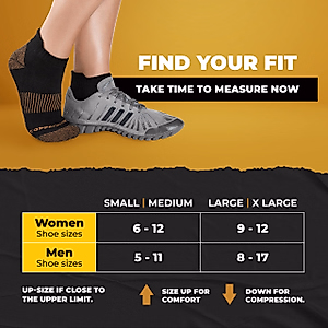 CopperJoint Ankle Compression Socks For Women & Men - Copper Infused Compression Ankle Socks, Low Cut Compression Socks With Arch Support For Women & Men, Black Copper Relief Socks, Small-Medium