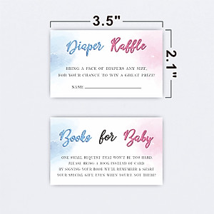 JCVUK Set of 25 Baby Shower Invitations with Envelopes, Diaper Raffle Tickets and Baby Shower Book Request Cards, Blue and Pink Baby Footprints Theme Gender Reveal Party For Boys or Girls (YQKTZ-A04)