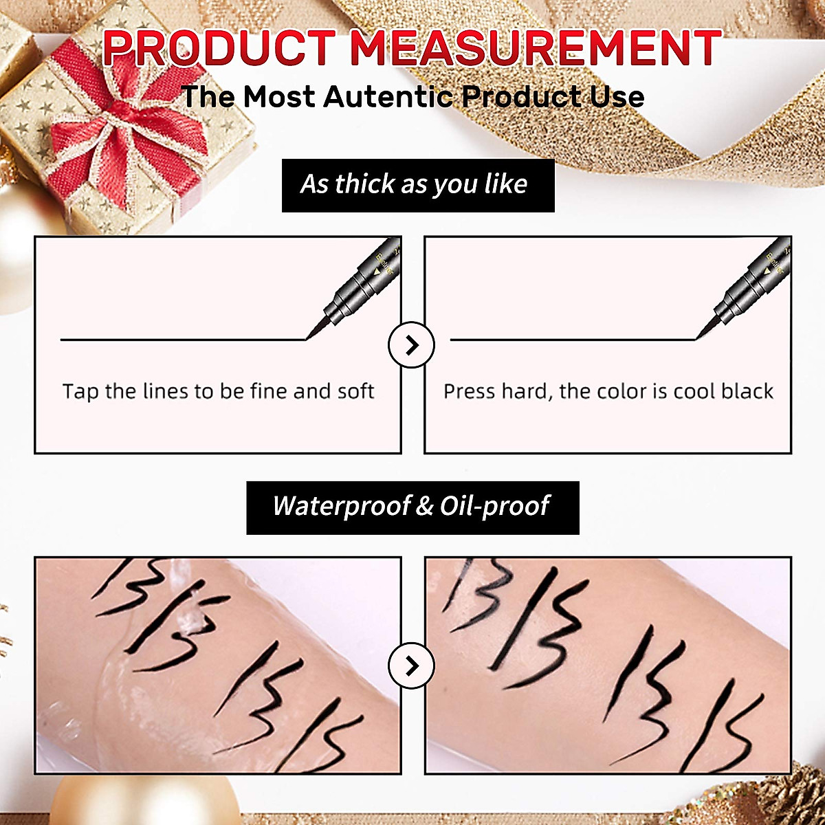 Erinde 6PCS Double-headed Liquid Eyeliner Stamp Pen Set, Black Eyeliner Pencil Eye Liner Stencil, Winged Eyeliner Tattoo Tool, Star Moon Heart Eyeliner Stamp Eye Face Makeup for Women