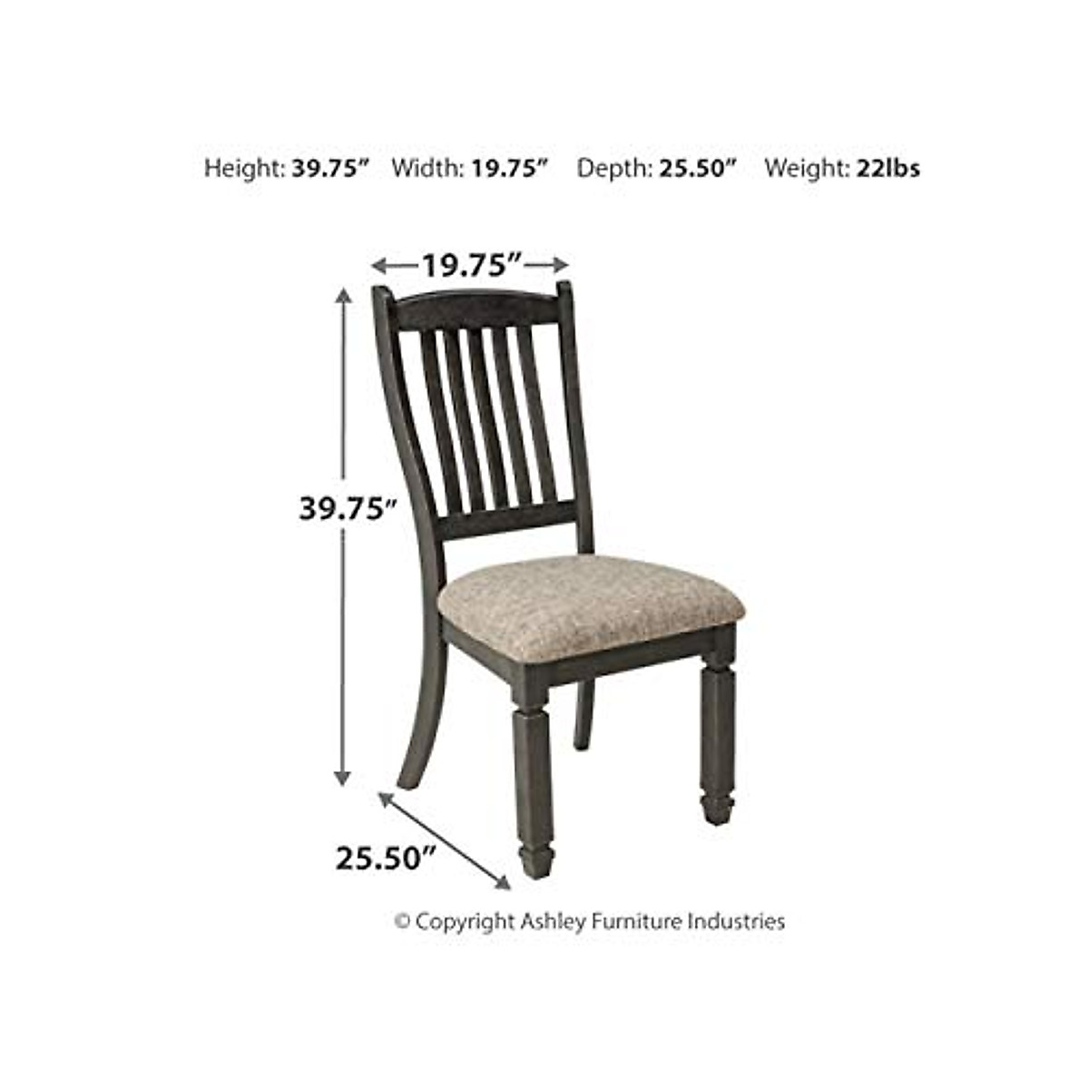 Signature Design by Ashley Tyler Creek Dining Room Upholstered Chair, 2 Count, Antique Black