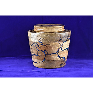Round Blue urn Wooden Urn Box Lichtenberg Figure Resin Urn Cremation Urn for Human Ashes Adult Funeral Urn for Ashes pet Loss Gift Sympathy Gift Memorial Urn Fractal Burning Urn (up to 220 lbs)