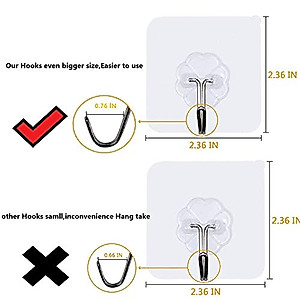 MUGEN ROOM Wall Hooks 17lb(Max) Transparent Reusable Seamless Hooks,Waterproof and Oilproof,Bathroom Kitchen Heavy Duty Self Adhesive Hooks,12 Pack