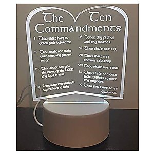 Jismu 3D LED Lamp 10 Commandments Decorative Lamp Best Gift for Him or Her