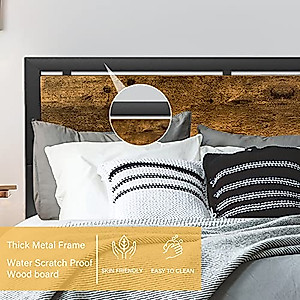 Pliwier Platform Queen Bed Frame, Heavy Duty Queen Size Bed Frame with Headboard and Footboard, Strong Steel Slat Support, No Box Spring Needed, Noise Free, Easy Assembly