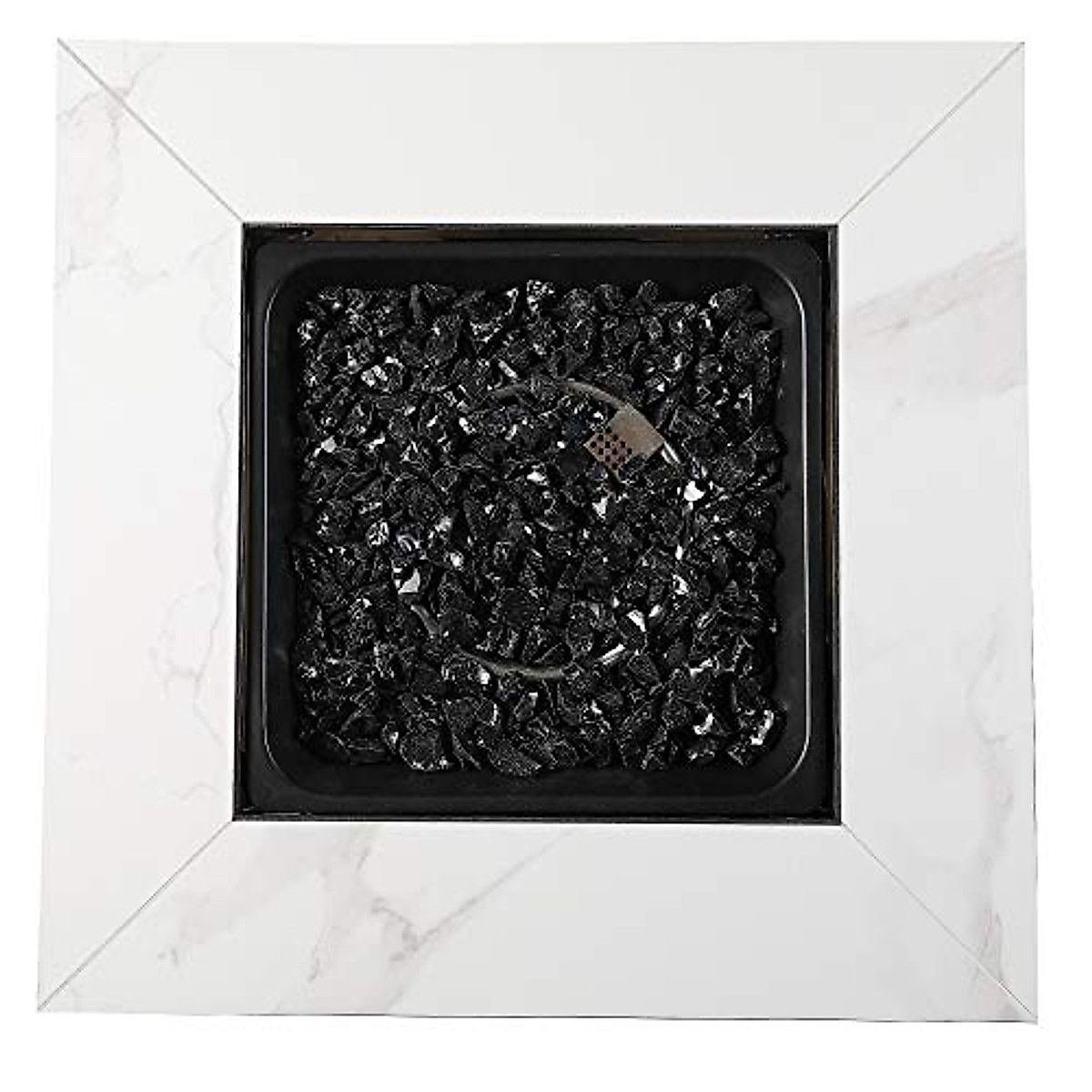 Endless Summer 30 Inch Square Outdoor 50,000 BTU LP Gas Fire Pit Table with Steel Mantel, Slate Finish, and Black Fire Glass, Gray