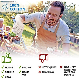 Heat Resistant Gloves Oven Gloves Heat Resistant with Fingers Oven Mitts Kitchen Pot Holders Cotton Gloves Kitchen Gloves Double Oven Gloves with Fingers White 1 Pair