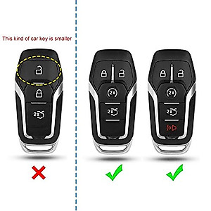 JEYODA ABS Smart keyless Entry Remote Key Fob Carbon Fibre Car Key Shell For Ford F150 Mondeo Mustang Edge Fusion Lincoln MKC MKZ MKX(Shell With Keychian)