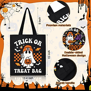 SOIDRAM Halloween Tote Bag Trick or Treat Bags Large Candy Tote Bag for Halloween Bag for kids Halloween Teacher Gifts kid's Snacks Canvas Bag