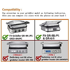 RAFBAR Waffle Plates for Cuisinart Griddler GR-4N,GR-5B P1,GR6S and GRID-8N Series, 2 Nonstick Coating Plates for 4 Slices Belgian Waffles