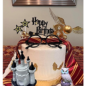 GallaRato 16 PCS Wizard Party Supplies Wizard Birthday Cake Decoration Wizard Birthday Party Favors Wizard Cake Topper Castle Cake Topper
