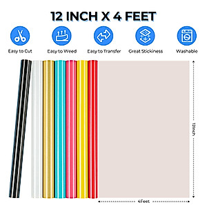 HTVRONT HTV Heat Transfer Vinyl-12" x 3FT Red HTV Vinyl Roll for T-Shirts, Iron on Vinyl for Cricut, Cameo & Heat Press Machine- Easy to Cut & Weed Vinyl Heat Transfer (Red)