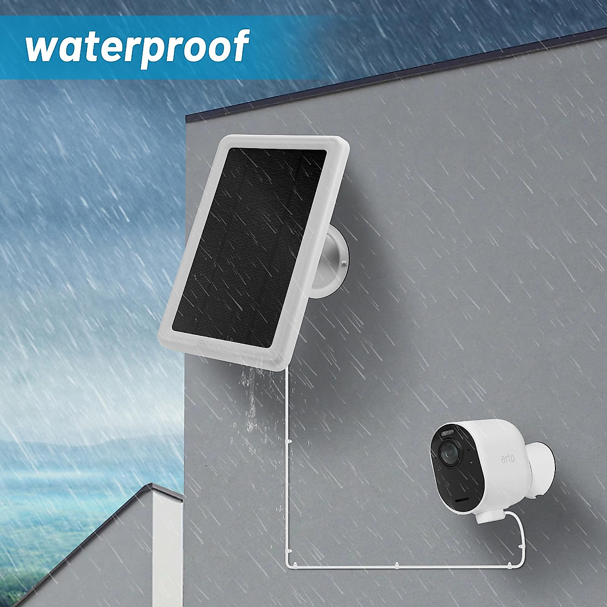 Arlo Camera Solar Panel Charger, Compatible with Arlo Pro4, Pro3, Floodlight, Pro 5S, Ultra 2, Ultra Cameras, 13ft/4m Cable, 6V4.5W Fast Battery Charging