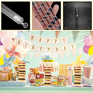 Weoxpr 4 Pack Acrylic Donut Stands Clear Doughnut Dessert Stand Bagels Holder Donut Party Supplies for Wedding, Birthday, Kids, Baby Shower, Easy Assembly (8, 10, 12, 14 Inch)