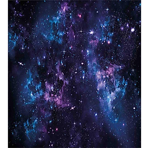 Ambesonne Space Duvet Cover Set, Mystical Sky with Star Clusters Cosmos Nebula Celestial Scenery Artwork, Decorative 3 Piece Bedding Set with 2 Pillow Shams, King Size, Blue