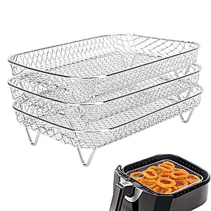 Tnfeeon 3 Layer Fryer Grilling Rack, Stainless Steel Stackable Cooling Rack for Baking Cooking Grilling