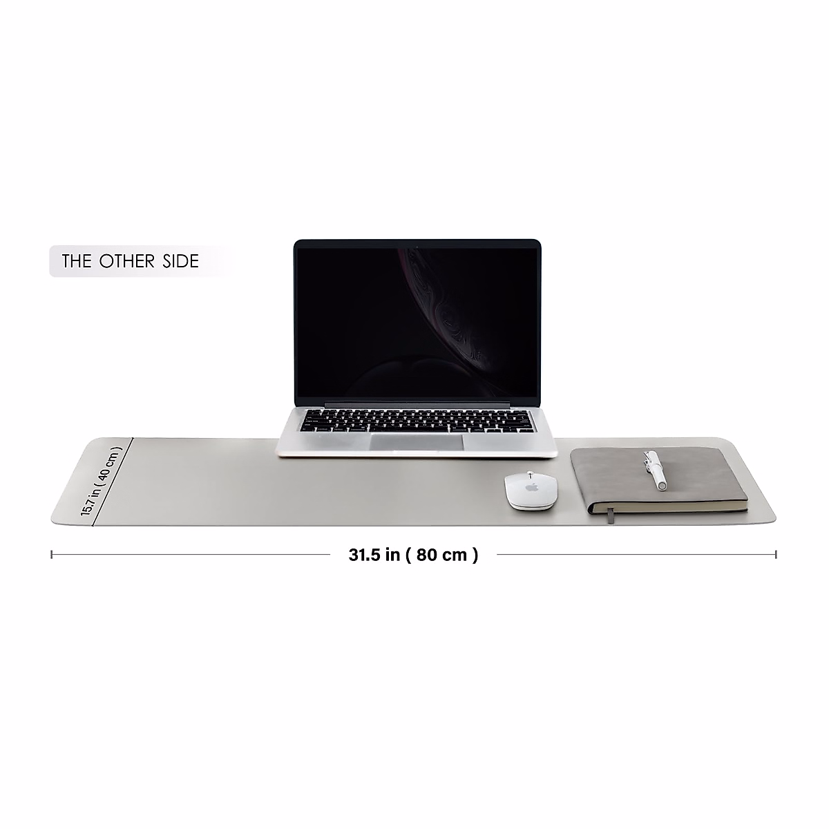Dual Sided Leather Desk Mat - Waterproof Desk Pad for Office and Home - Desk Organization and Accessories - Ideal for Large Mouse Pad and Desk Mats on Top of Desks(White+Silver,31.5"x 15.7")