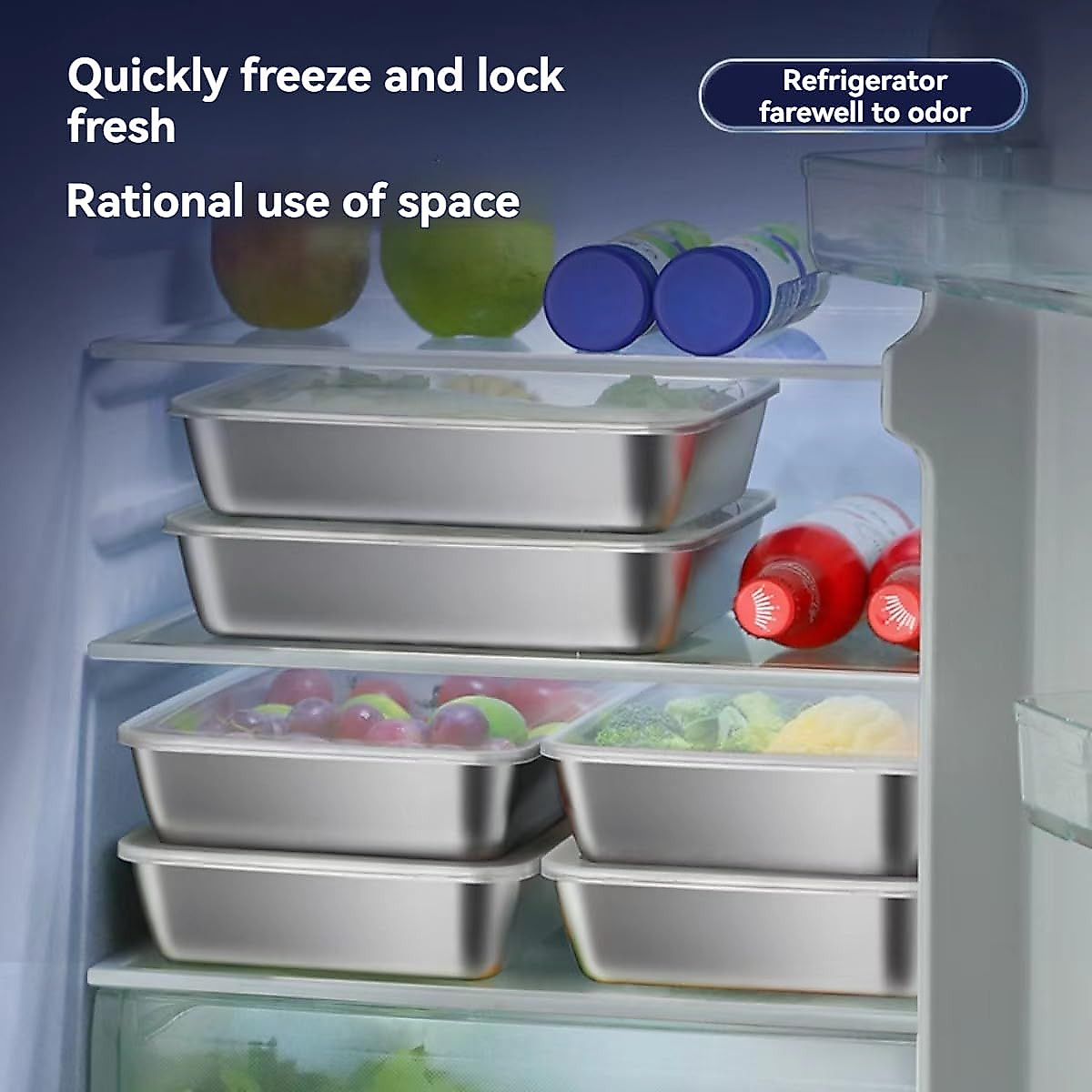 MANHONGYU 2PCS Stainless Steel Meal Prep Containers, Stainless Steel Containers with Lids, Food Storage Containers Airtight, BPA Free