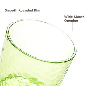 KX-WARE 14-ounce Acrylic Glasses Plastic Tumbler, set of 6 Multicolor - Hammered Style, Dishwasher Safe, BPA Free