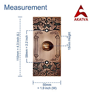 Akatva Doorbell Button with T Hinge Set – 2 Pieces Gate Hinges for Wooden Fences Heavy Duty – Bell Push Button – Doorbell Button Wired – Barn Hinges for Doors – Black Hinges – Antique Copper Finish