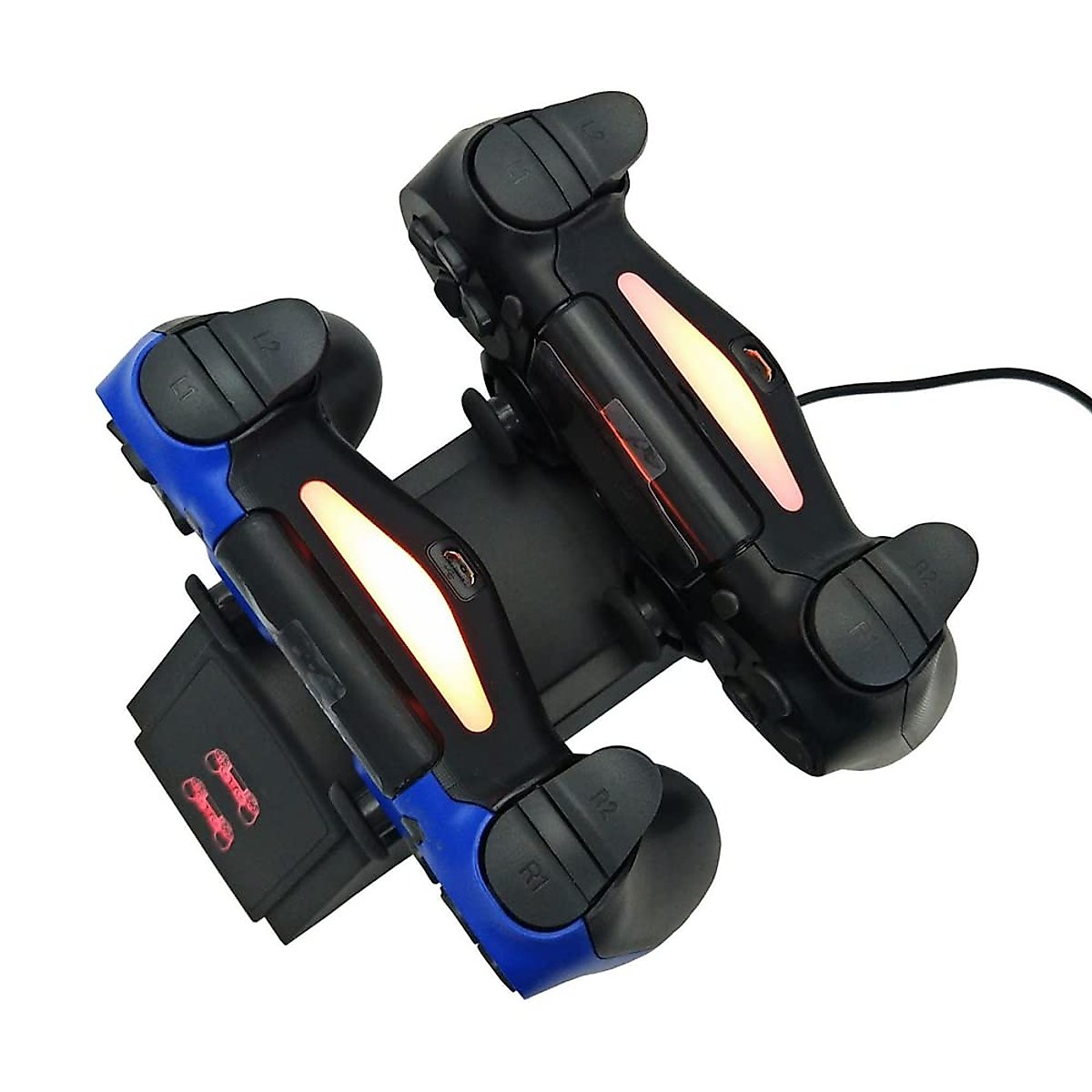 PS4 Controller Charger, 2 in 1 USB Charging Dock PS4 Charging Stand Fast Game Controller Charging Station PS4 Charger for PS4 Handle with LED Light [video game]