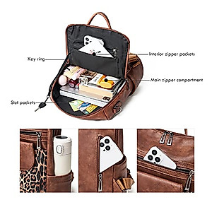 OPAGE Leather Backpack Purse for Women Fashion Designer Ladies Shoulder Bags Travel Backpack With Wristlet