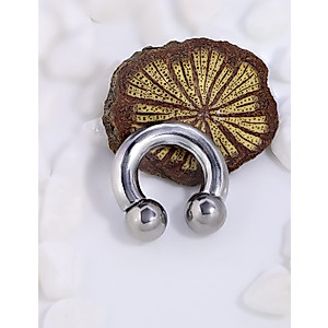 Yaalozei 0G Spetum Rings Ear Gauges Earrings Plug Tunnel Streching Piercing Kit Surgical Stainless Steel Horseshoe Barbell Prince Albert Nose PA Cartilage Earring Ring Piercing Jewelry Women Men 16mm