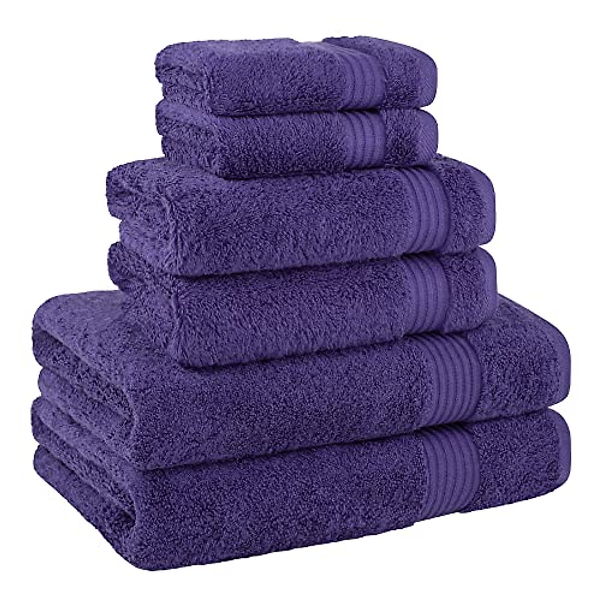Cotton Paradise 6 Piece Towel Set, 100% Cotton Soft Absorbent Turkish Towels for Bathroom, 2 Bath Towels 2 Hand Towels 2 Washcloths, Purple Towel Set