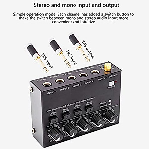 4 Channel Line Mixer, High Sound Quality Simple Operation Mode 4 Channel Studio Headphone Amplifier Independent Volume Control for Studio(#3)