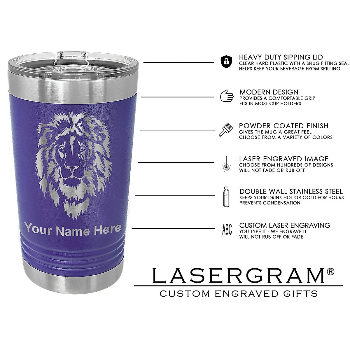 LaserGram 16oz Vacuum Insulated Pint Tumbler, ST Surgical Technologist, Personalized Engraving Included (Dark Purple)