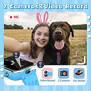 Kids Smart Watches,Gifts for Age 3-12 Boys Girls Dual Camera Touchscreen,Unicorn Digital Smart Watch for Kids with 24 Games, Pedometers，Music, Calculator,Learning Toys Birthday Gifts for Kids Blue