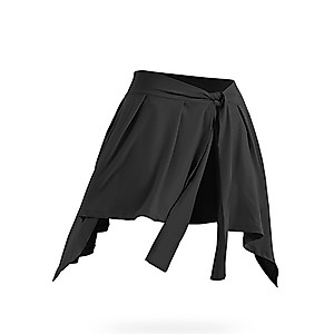 Kiench Women's Gym Athletic Wrap Skirts Tennis Yoga Running Tie Up Cover Up S M L XL Black