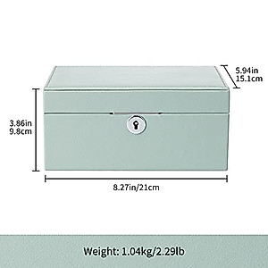 Vlando Lockable Jewelry Box, Two Tray Jewelries Collections Organizer, Girls Gift -Aqua Green
