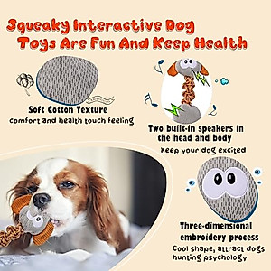 xihett Puppy Chew Toy,Squeaky Dog Toys Interactive,Plush Middle with Thick Rope Dog Chew Toys for Anxiety Relief Big Middle and Small Dog Pet Toys,Cute Interactive Toy (Elephant)
