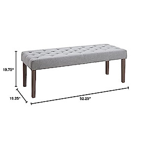 HOMCOM Simple Tufted Upholstered Ottoman Accent Bench with Soft Comfortable Cushion & Fashionable Modern Design, Grey