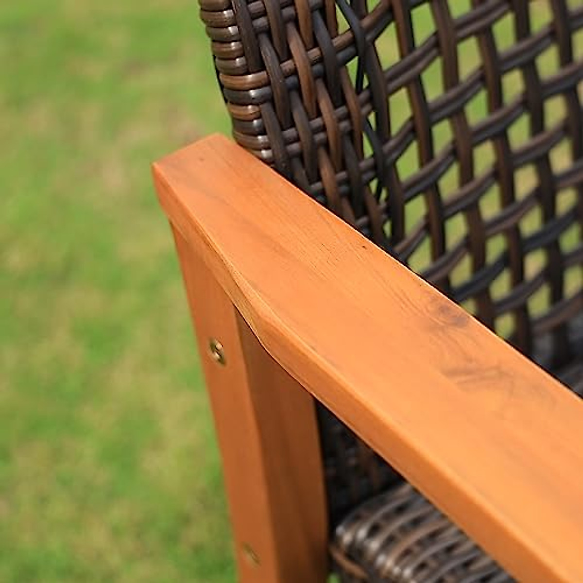 IDZO 1000lbs Capacity, FSC Certified 3 Seater Patio Couch with Upgraded 2000Hours UV Resistant Wicker, Teak Finish Furniture Set, Trinite Acacia Outdoor Sofa_Brown