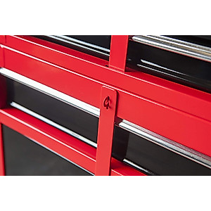 Torin ATBT1204B-RB Rolling Garage Workshop Organizer: Detachable 4 Drawer Tool Chest with Large Storage Cabinet and Adjustable Shelf, 11" 20.3" 40.4", Black/Red