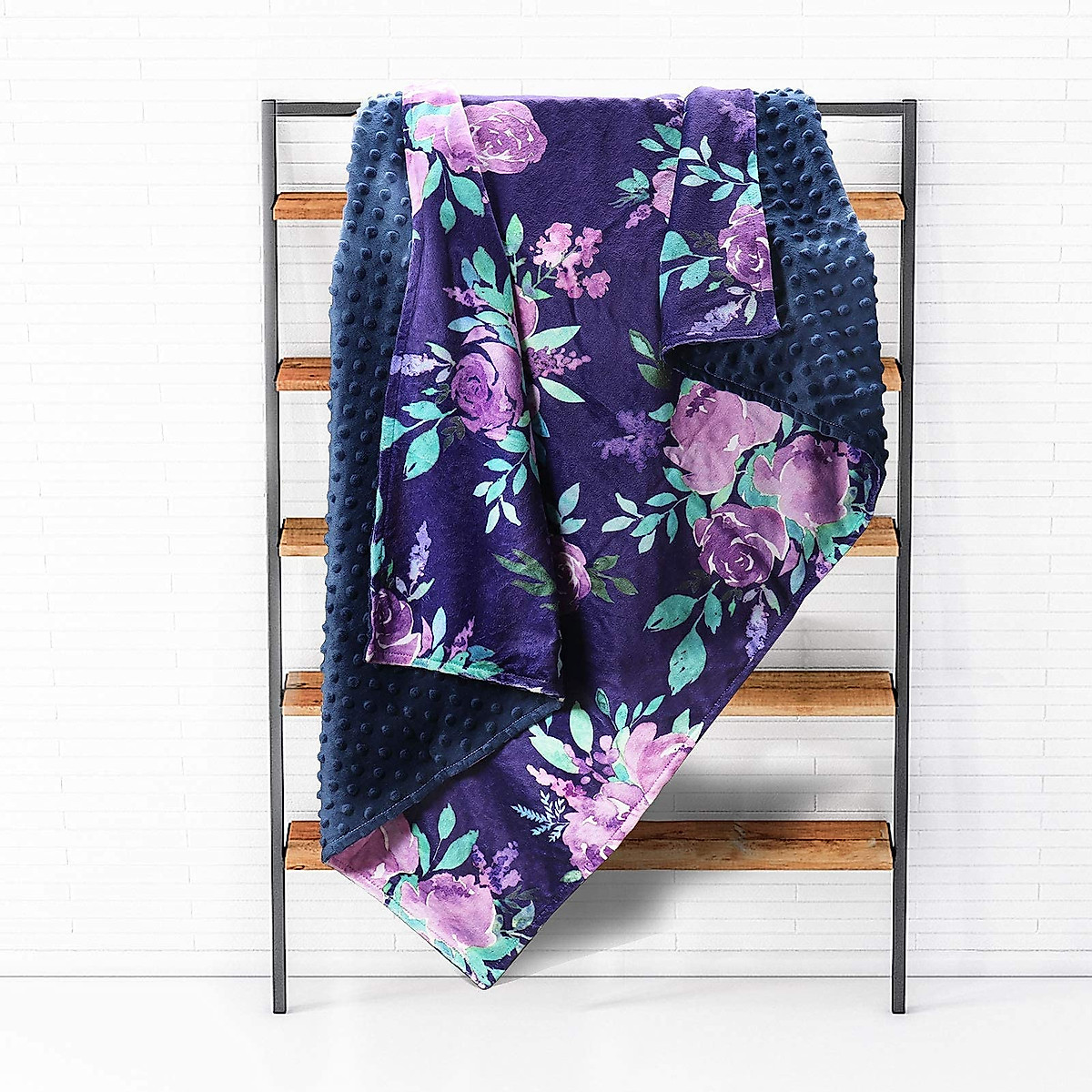 Peekaboo Opening Car Seat Cover & Minky Toddler Blanket for Boys Girls, Purple Flower Car seat Canopy Baby Blankets, Soft Fabric