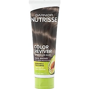Garnier Hair Color Nutrisse Color Reviver 5 MIN Hair Mask, Cool Brown to Nourish & Fight Brass, 4.2 Fl Oz, 2 Count (Packaging May Vary)