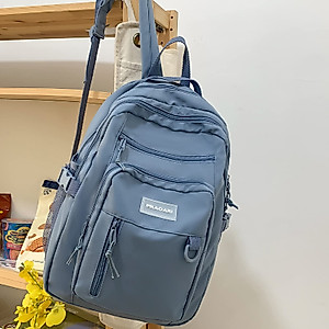 PRAGARI Kids Backpack for School Cute Aesthetic Blue Backpack Girls Student Bookbag Women Travel Lightweight Book Bag