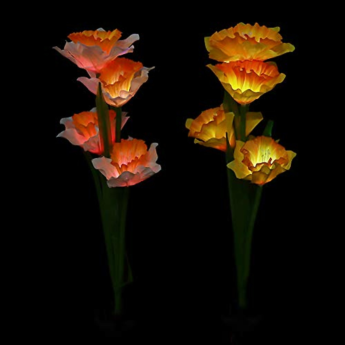 Solar Powered Flower Stake LED Light 4 Heads Outdoor Daffodil Garden Patio Gravestones Walkway Lights Waterproof Decorative Stakes Lamp